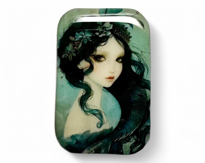 Black Haired Mermaid 35mm X50mm Rounded Rectangle - Etsy