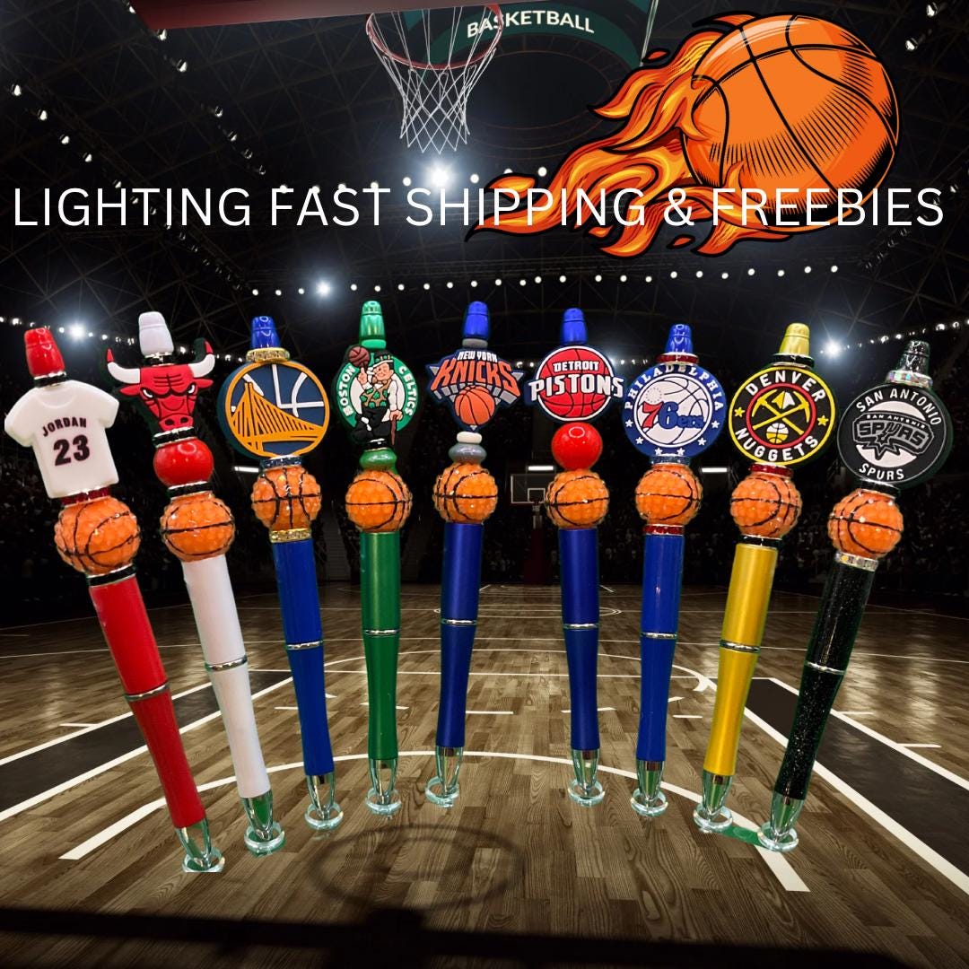 Basketball Pen Chic-bulls, MJ, Goldenst-warrior,denvr nugget, Bos ...