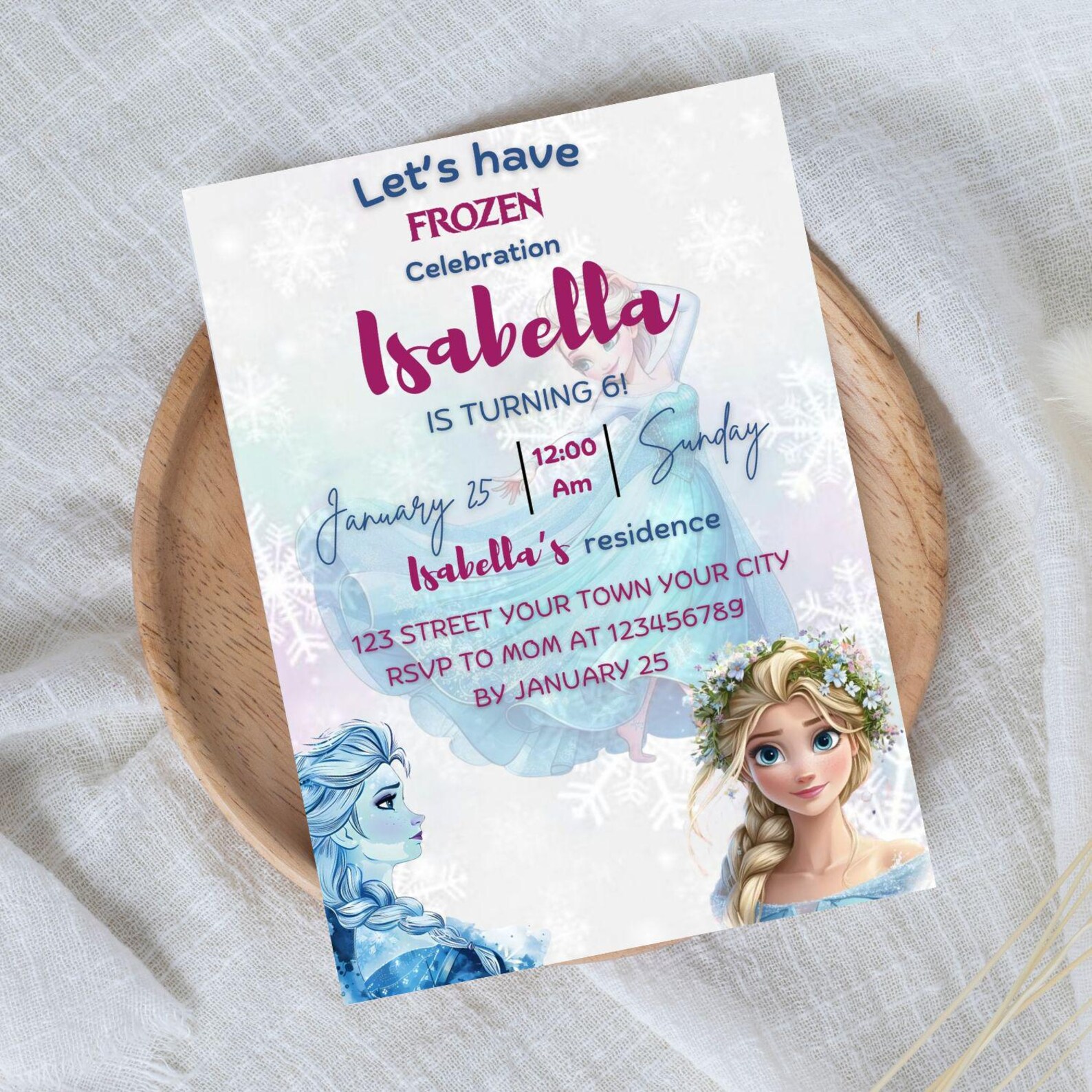 Frozen Birthday Invitation: Elsa Party, Editable Canva Template - Etsy