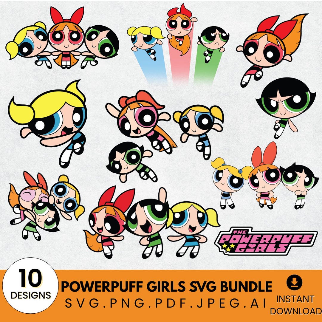 Powerpuff Girls SVG Bundle: Cartoon Clipart, Cut Files (digital ...