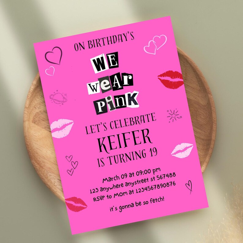 Mean Girls Birthday Invitation: Pink Girls Night Out, Editable Canva ...