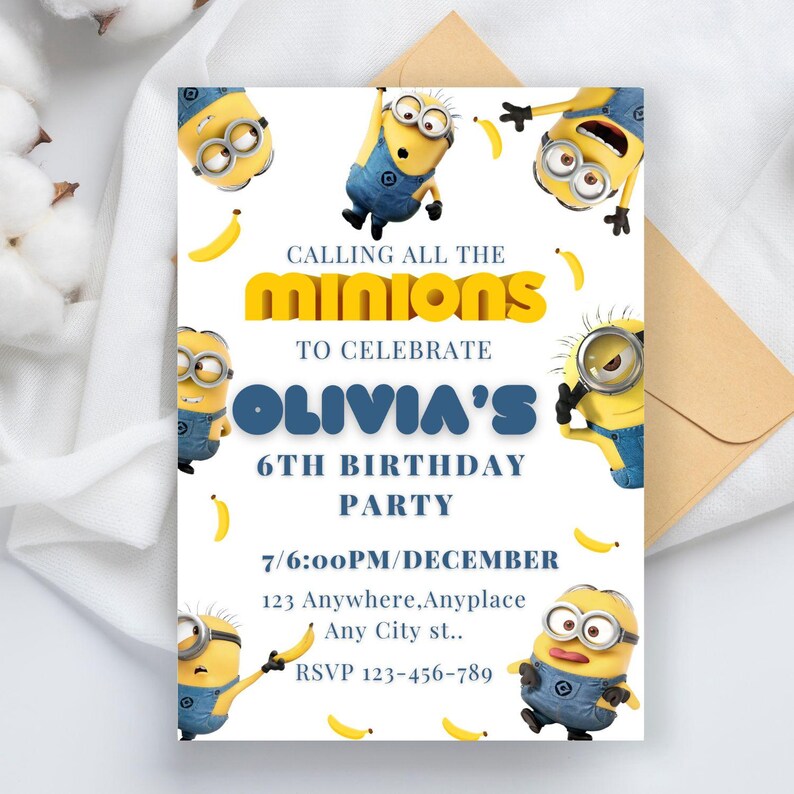 Minions Birthday Invitation, Minions Theme, Digital Minions Birthday ...