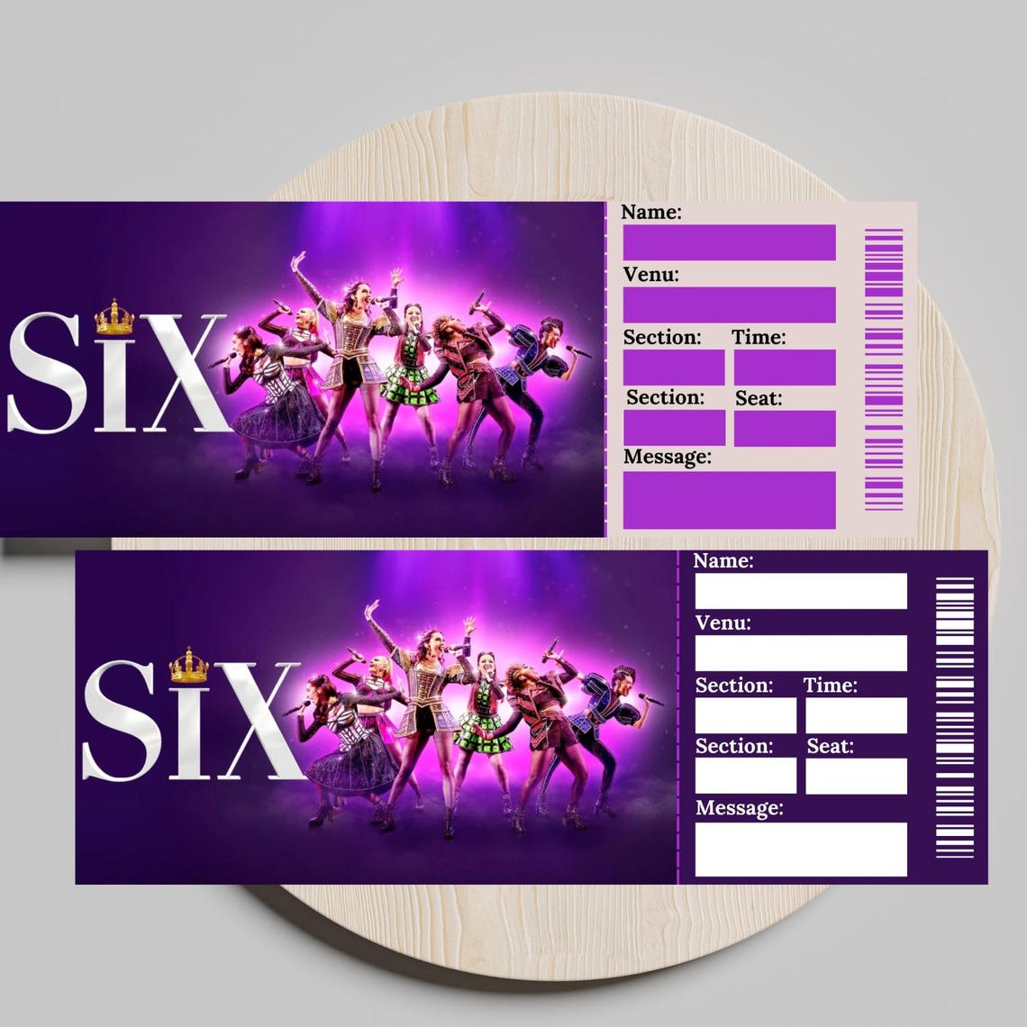 Printable Six: the Musical Broadway Ticket Template (editable PDF) - Etsy