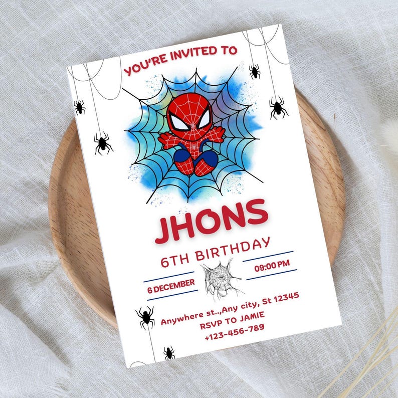 Editable Spider-man Birthday Invitation Template (digital Download) - Etsy