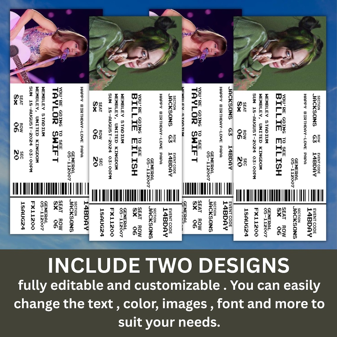 Editable Concert Ticket Template: DIY Surprise Gift (digital Download ...