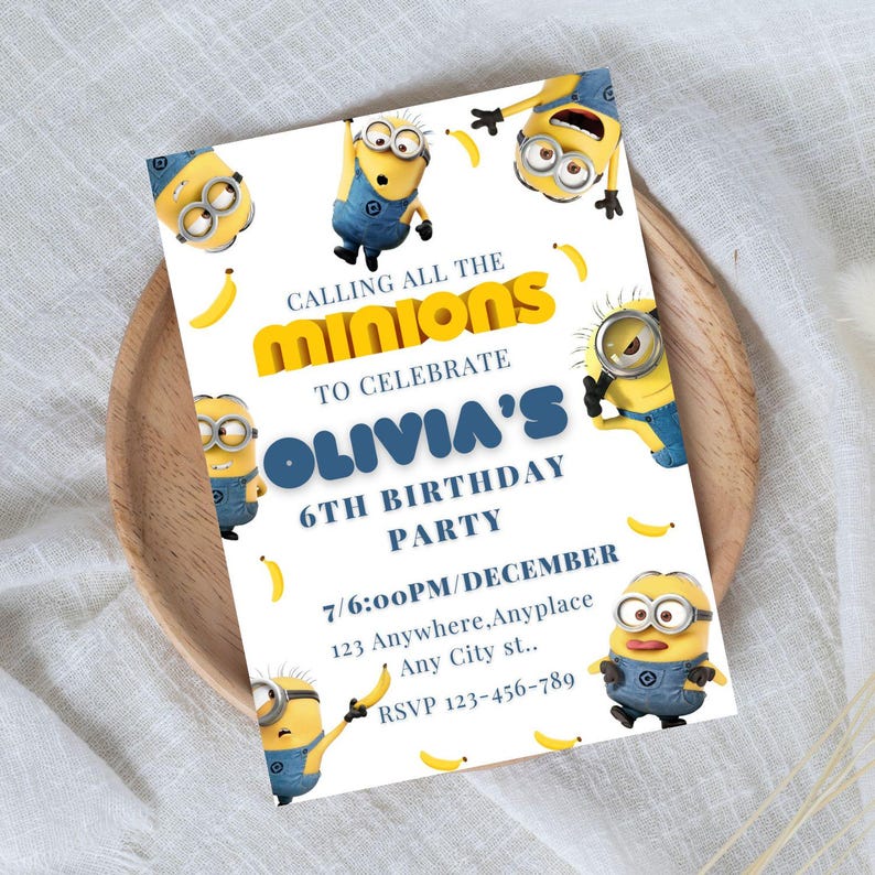 Minions Birthday Invitation, Minions Theme, Digital Minions Birthday ...