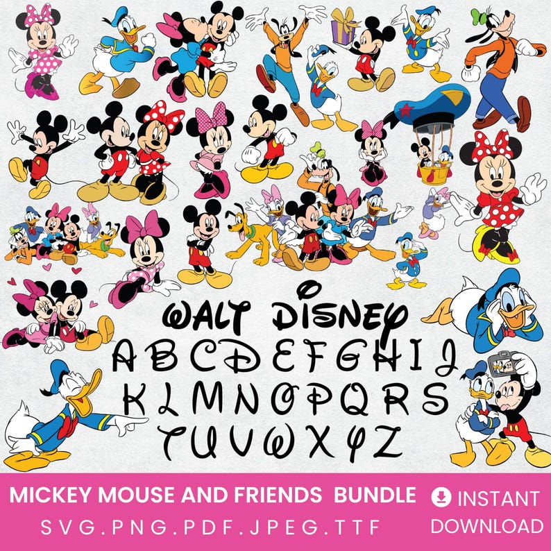 Mickey Mouse and Friends Pluto Goofy Daisy Donald Minnie Character ...