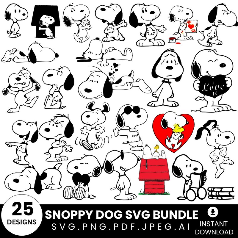 Snoopy Svg - Etsy