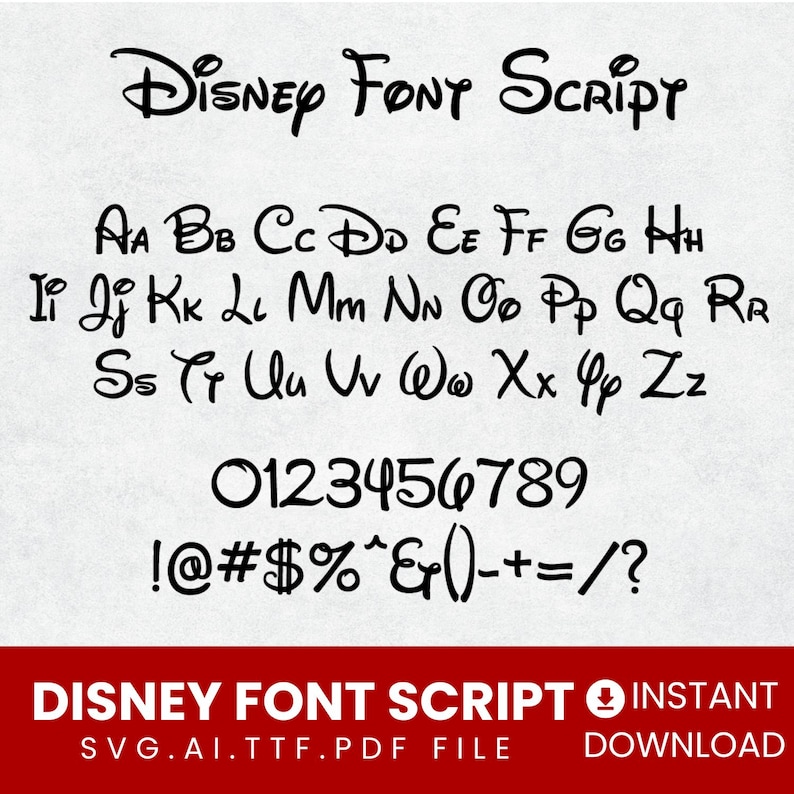 Disney Font Script, SVG, TTF, Cricut Cut Files (digital Download) - Etsy