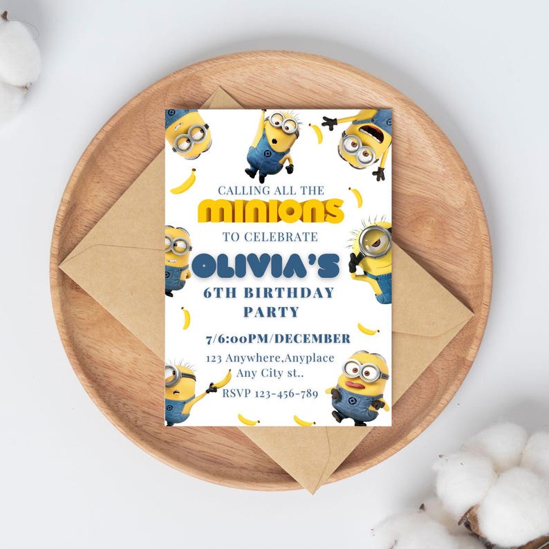 Minions Birthday Invitation, Minions Theme, Digital Minions Birthday ...