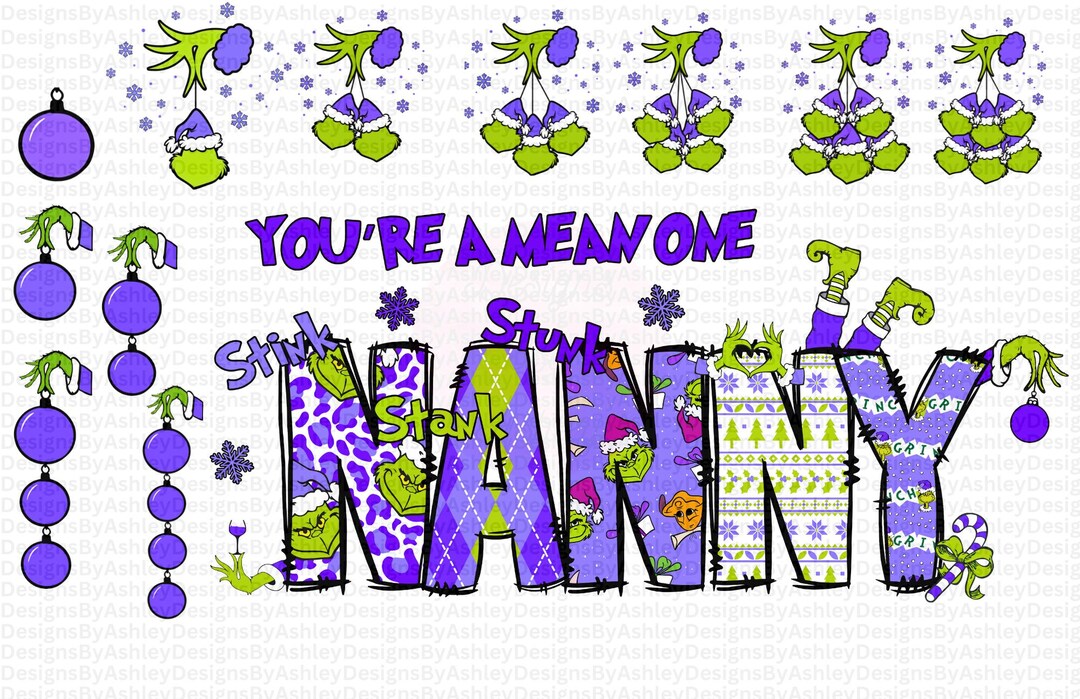 CUSTOM Purple Nanny Grinch Christmas Purple Kids Name Png, Boujee ...