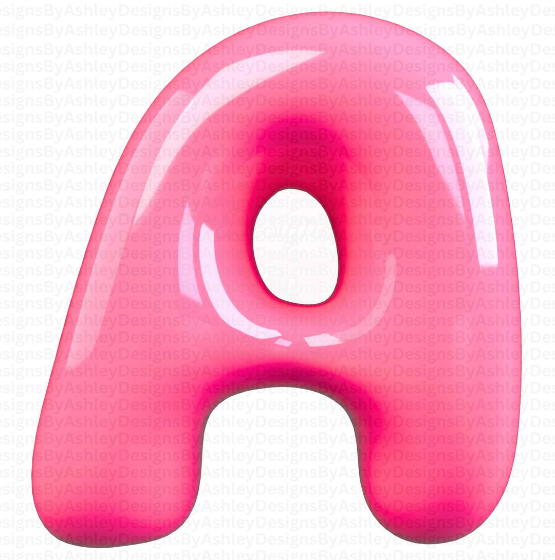 Pink Bubble Alphabet Set A to Z Bubblegum 3D Letters, Numbers 1-9 and ...
