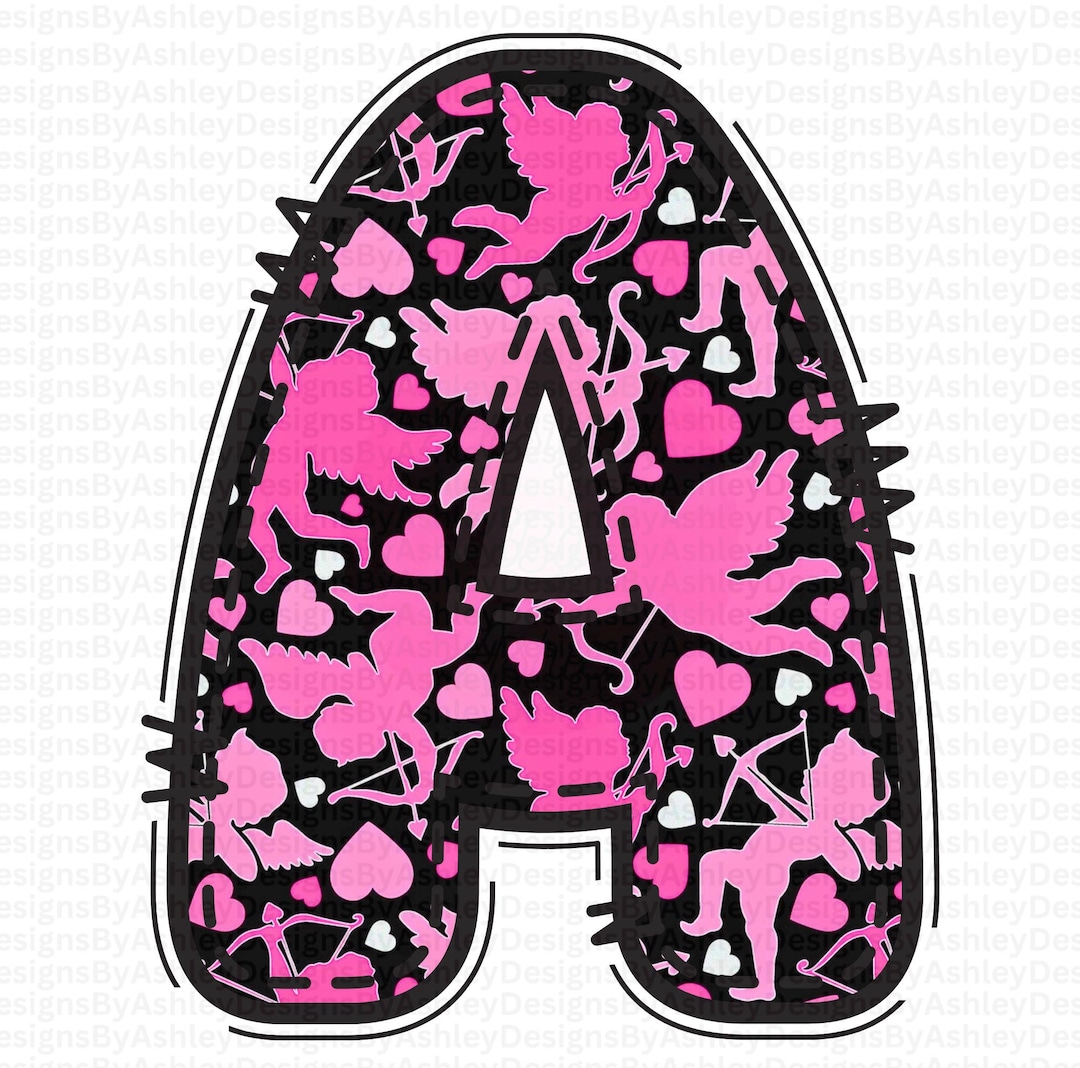 Pink CUPID Alphabet LETTERS Individual PNG, Doodle Letters Make Your ...