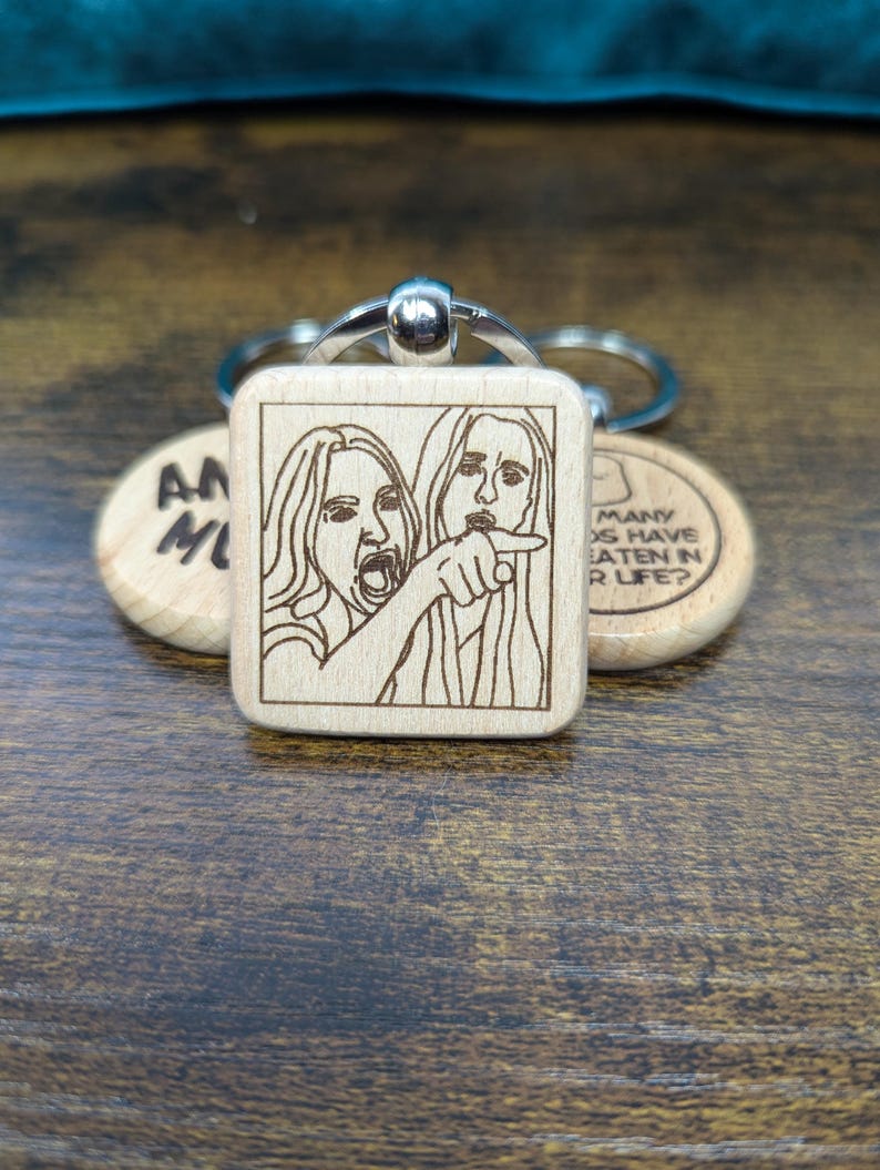 Woman Yelling at Cat Meme Keychain - Unique Keychain, Laser Engraved ...
