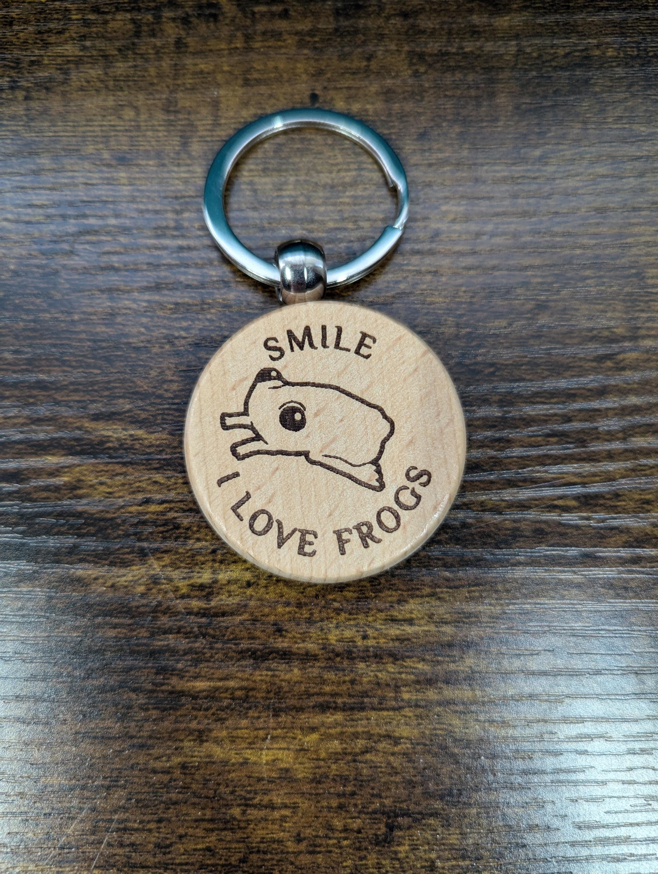 Frog Meme Keychain (customizable) - Wood Keychain, Laser Engraved ...