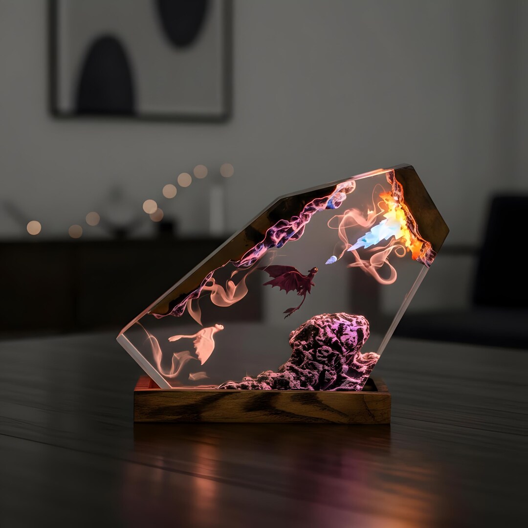 Toothless & Light Fury Dragon Resin Lamp - Etsy