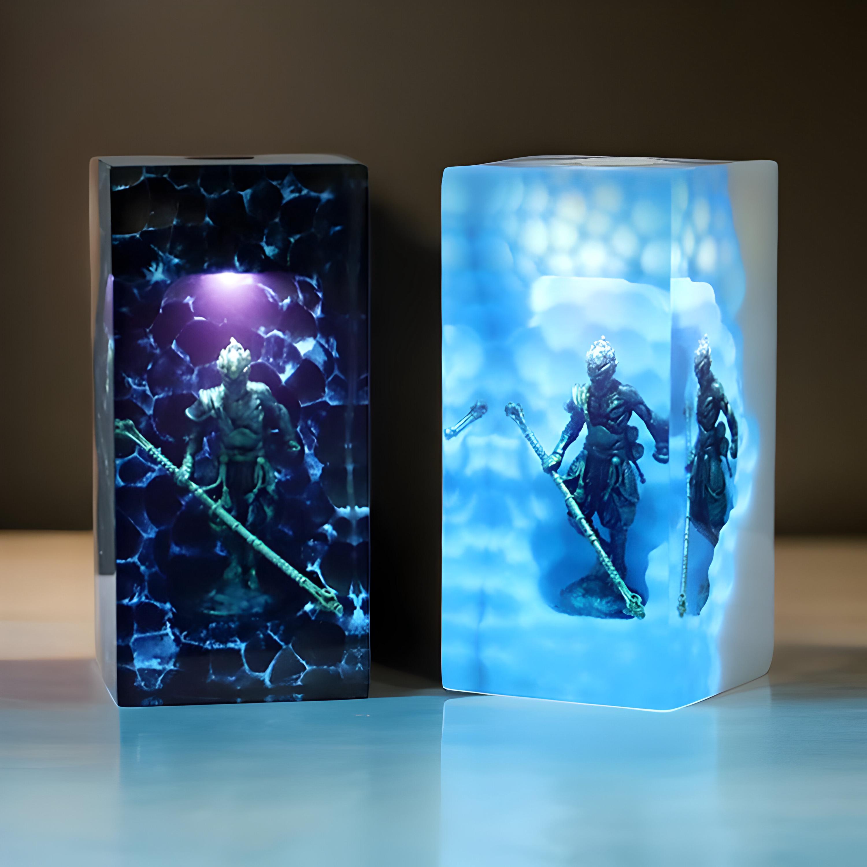 Fantasy Warrior Resin Night Light, Blue LED Lamp, Mythic Figure Decor ...
