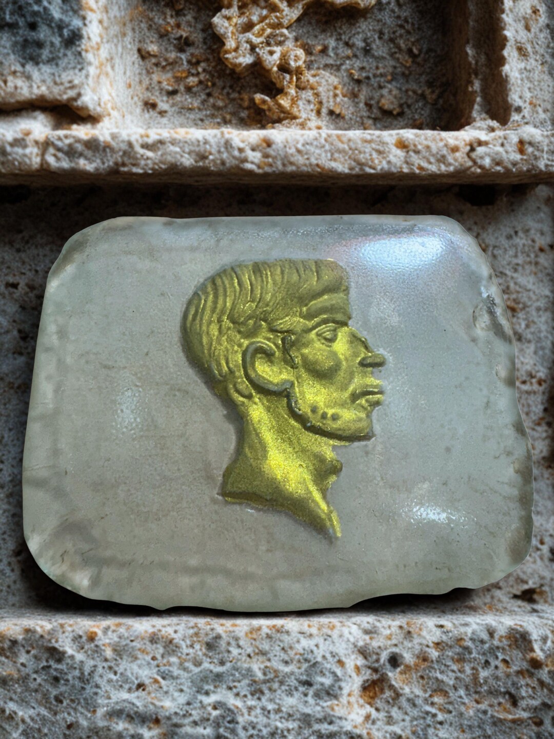 Roman Empire Inspired Gold Glass Art, OOAK Handmade Sculpture, Verre ...