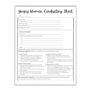 LDS Young Women Conducting Sheet- LDS Young Women Conducting Handout ...