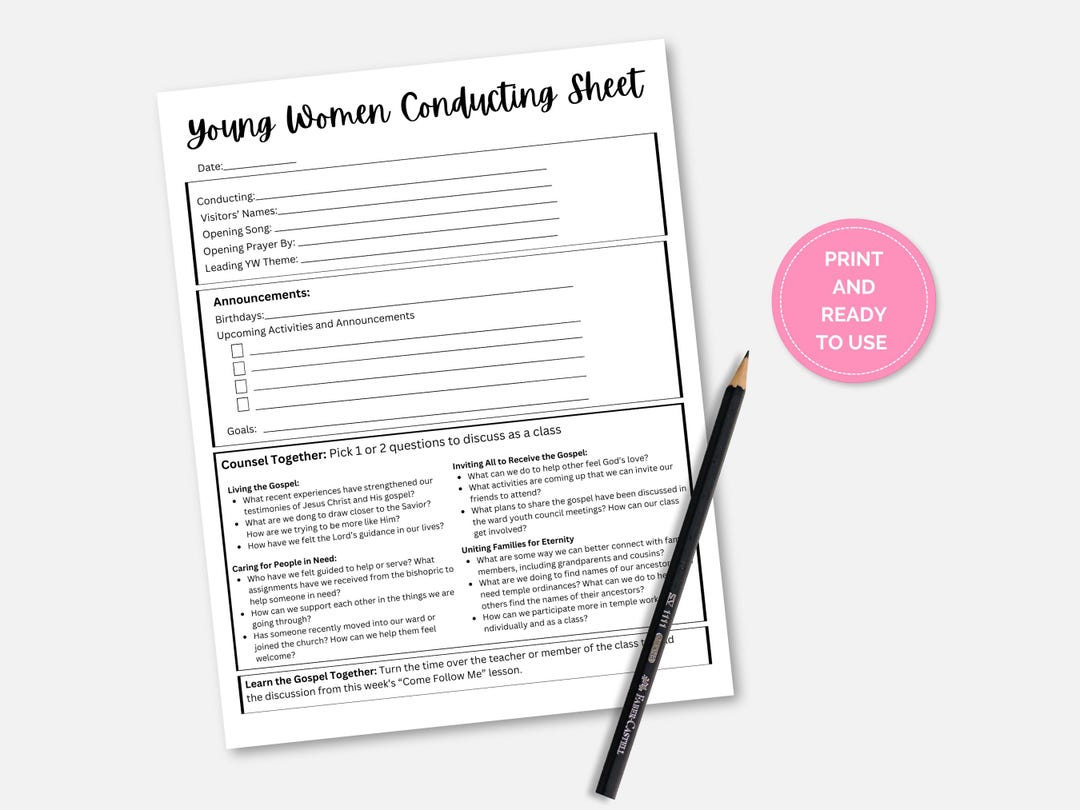 LDS Young Women Conducting Sheet- LDS Young Women Conducting Handout ...