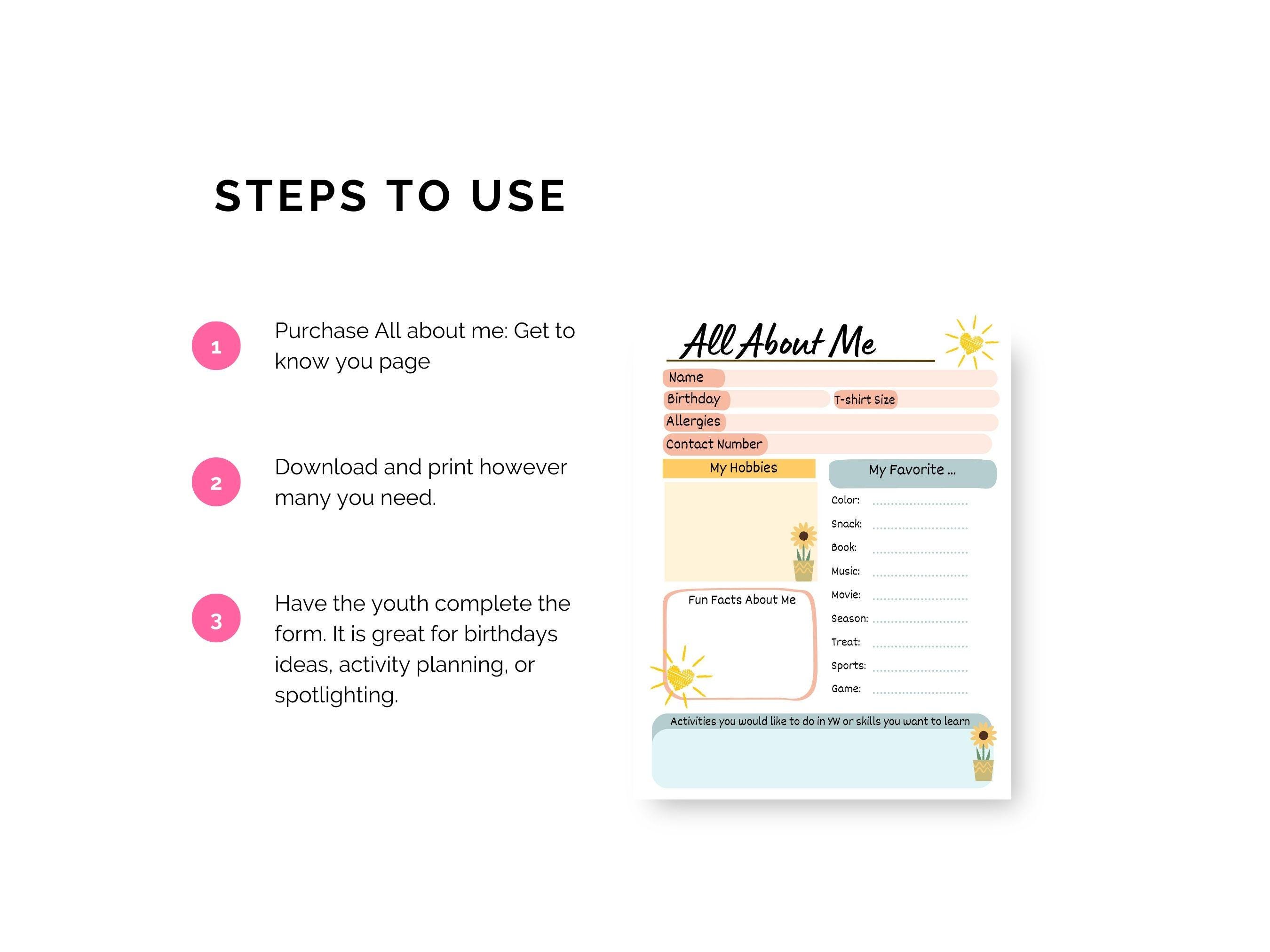 LDS "all About Me" Printable PDF – Get to Know Young Women, Activity ...