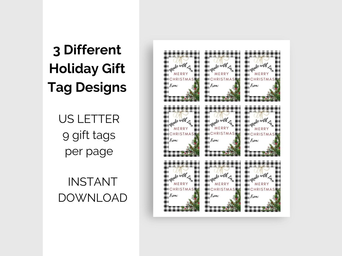 Homemade Christmas Gift Tags, Printable, Holiday Treat Tags, Printable ...