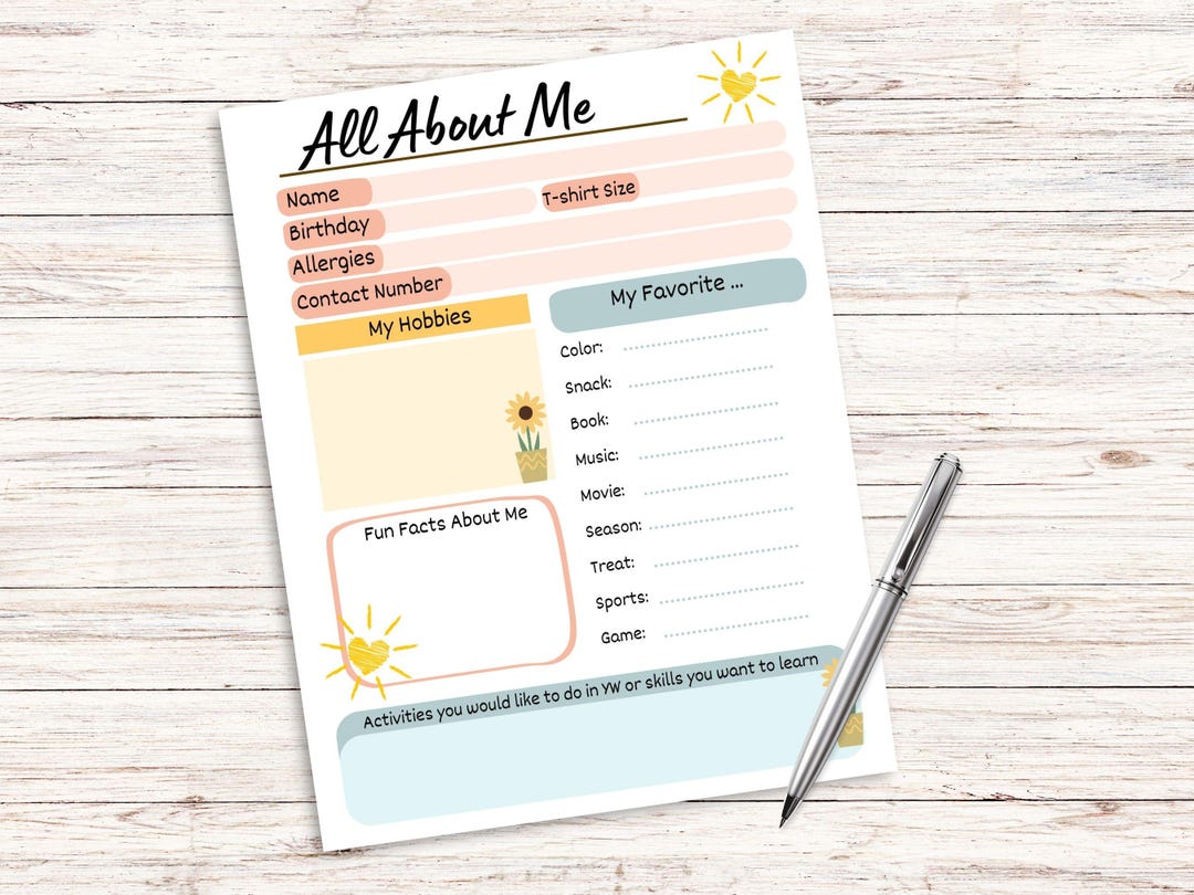 LDS "all About Me" Printable PDF – Get to Know Young Women, Activity ...