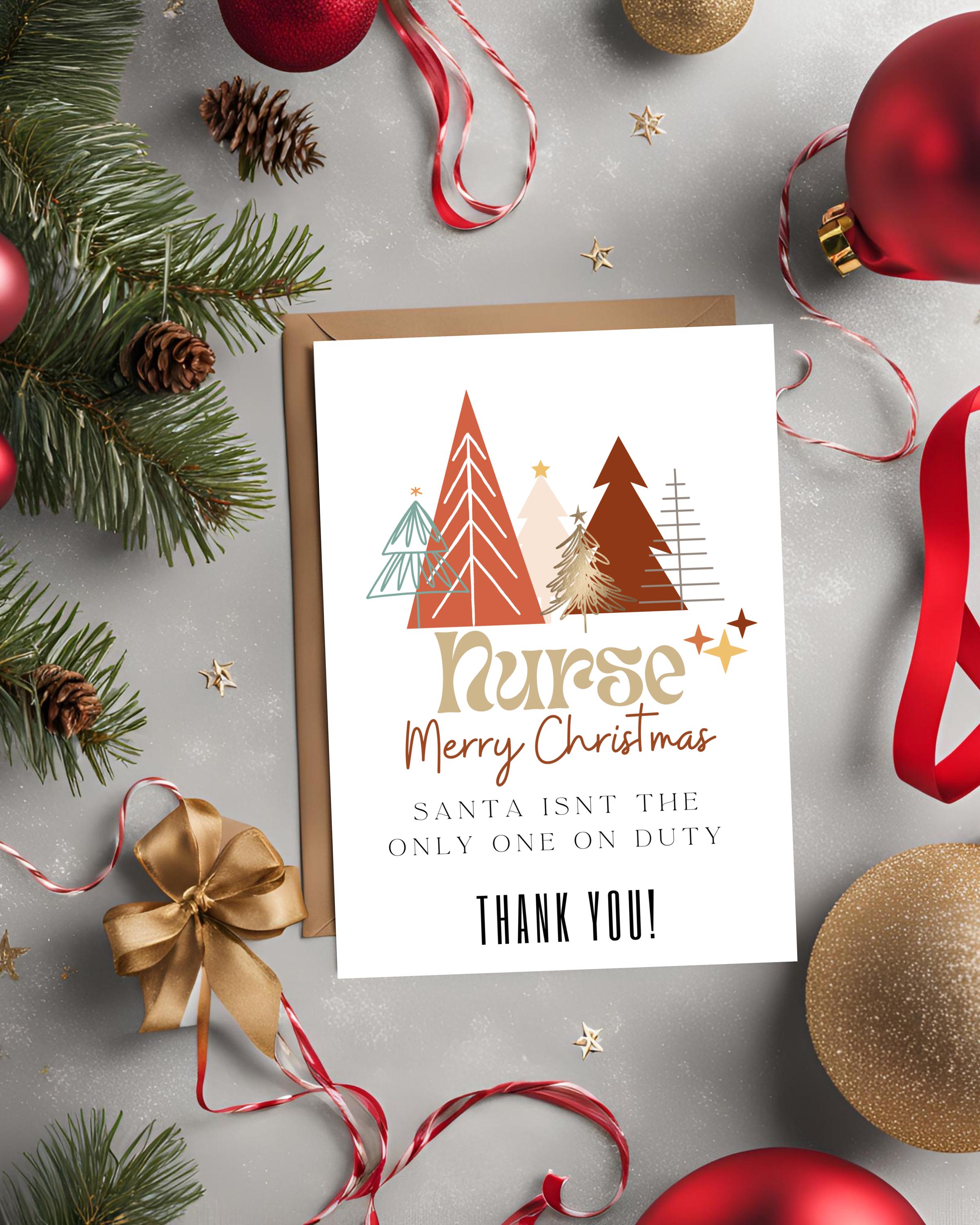 Christmas Card for Nurse With Modern Design Printable Holiday Cards for ...