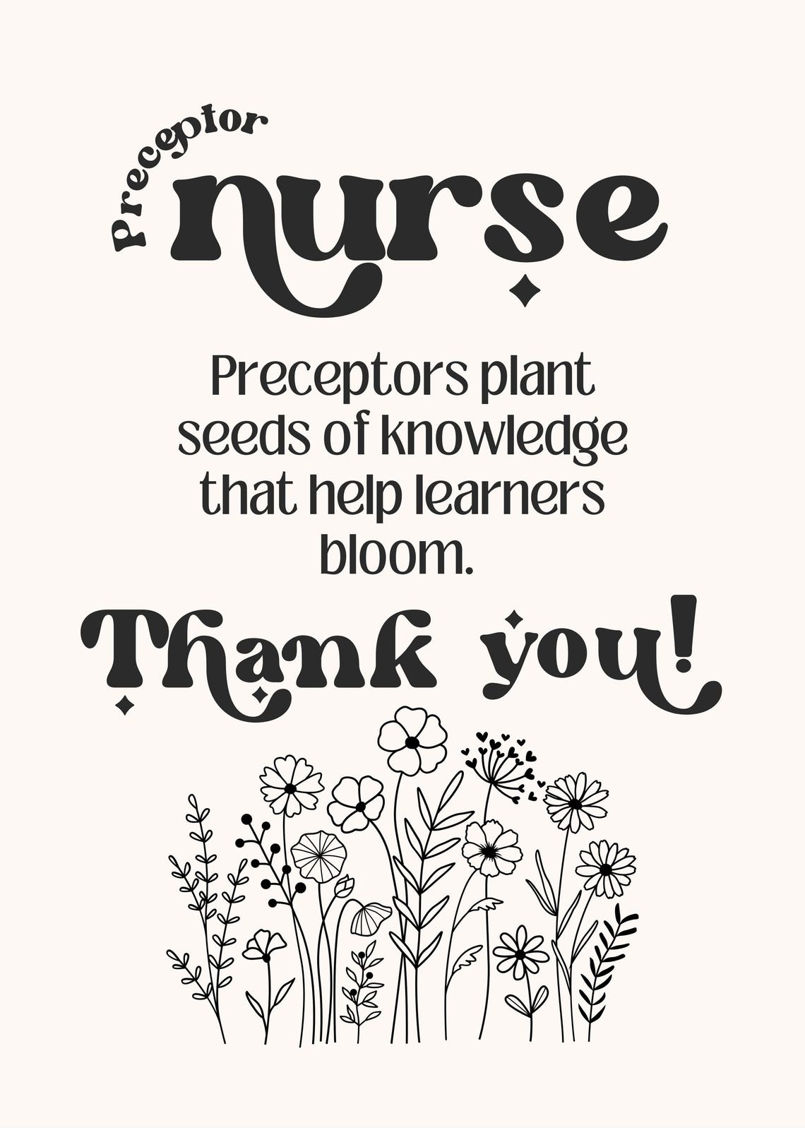Nurse Preceptor Thank You Card, Boho Floral Gift (digital Download) - Etsy
