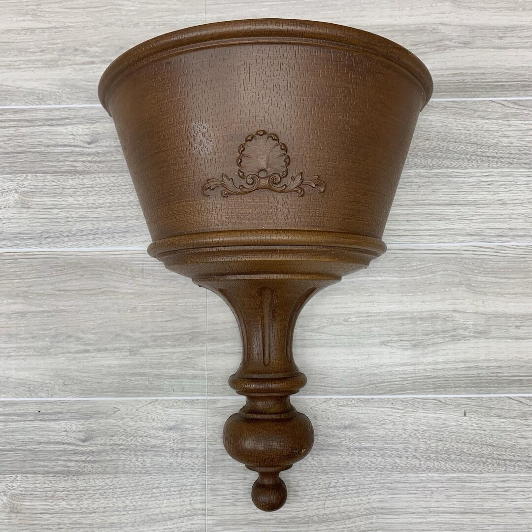 VTG Syroco Wall Pocket Sconce Planter Faux Wood USA Colonial Farmhouse ...