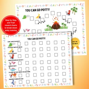Dinosaur Potty Chart Bundle: Step-by-step Training for Toddlers ...