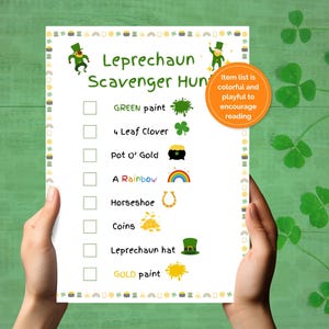 St Patrick's Day Scavenger Hunt, Printable Leprechaun Scavenger Hunt ...