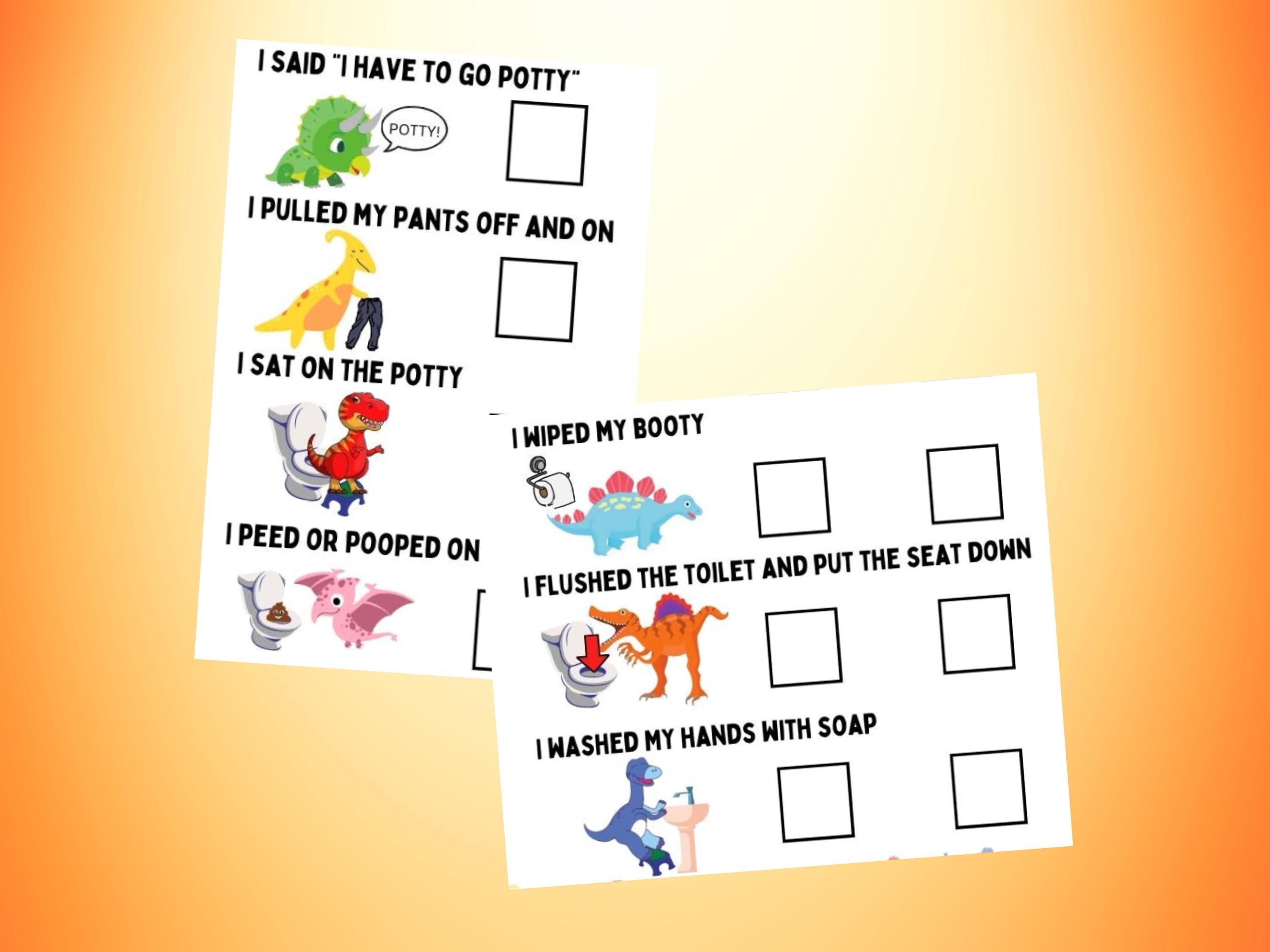 Dinosaur Potty Chart, Step by Step Potty Visual Reward Chart, Visual ...