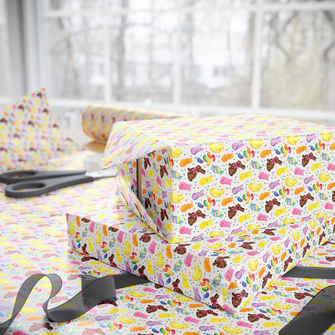 Easter Bunny Jelly Bean Peep Pattern Wrapping Paper | Springholiday ...