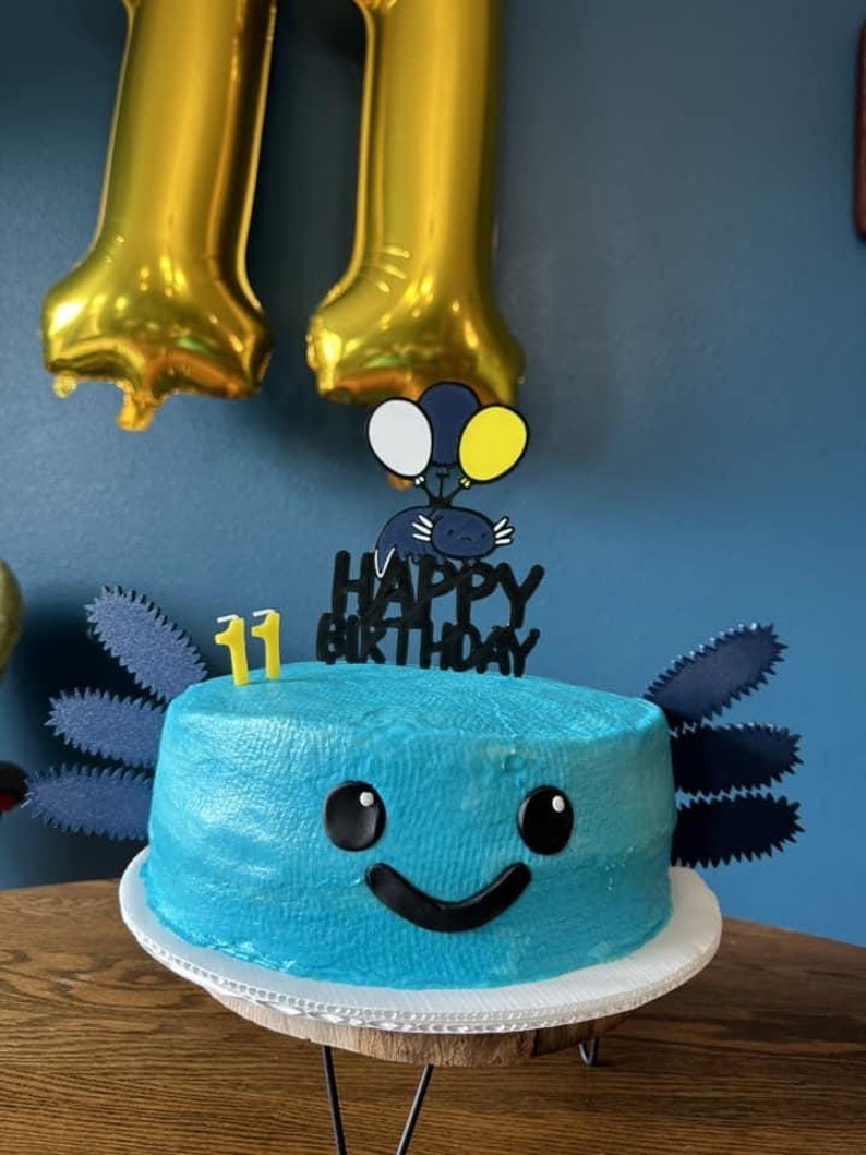Axolotl Birthday Cake Topper With Cake Gills and Axolotls Bundles - Etsy