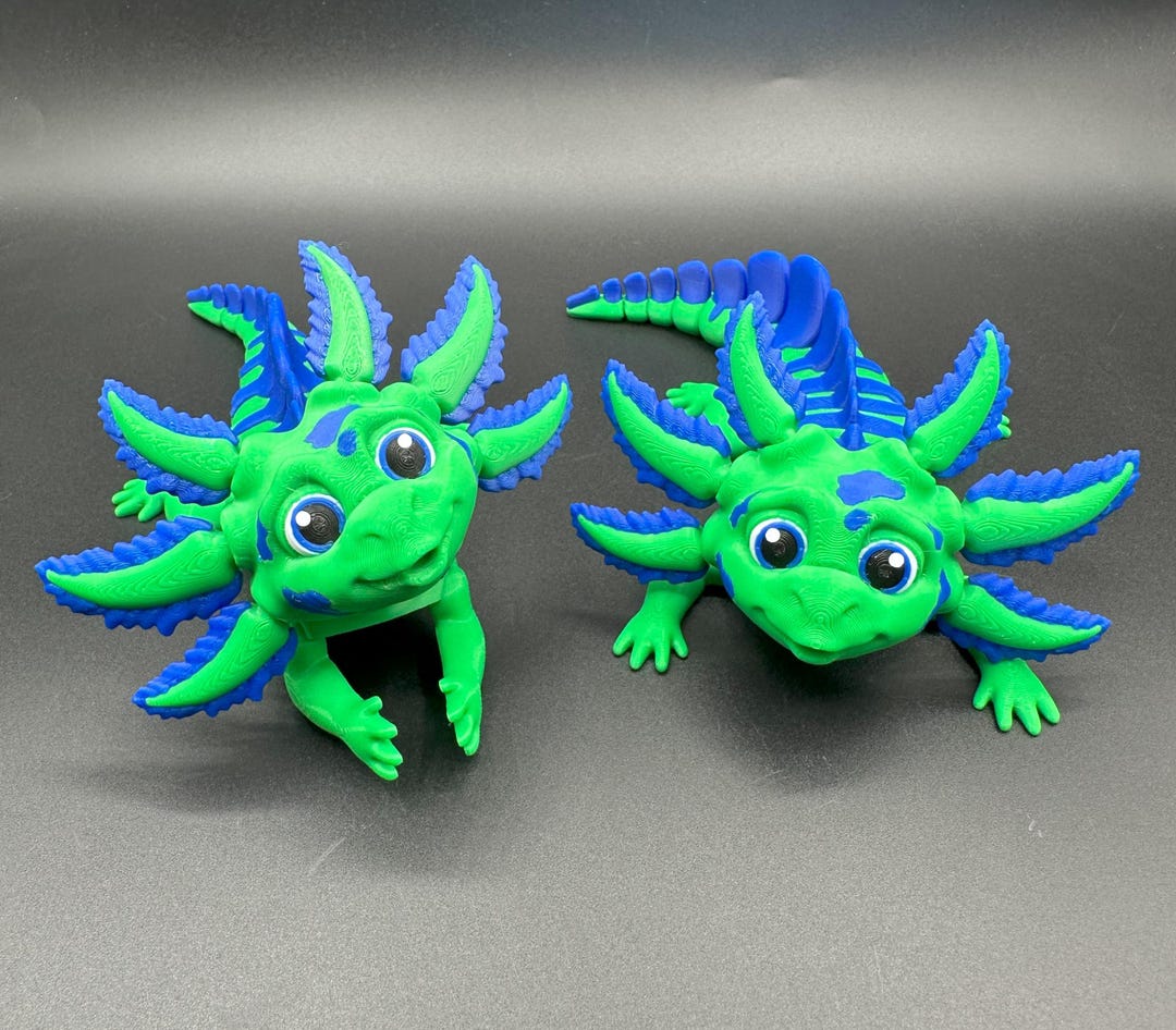 Axolotl Sweet N' Sour Large Detailed Articulating 3D Printed Amphibian ...
