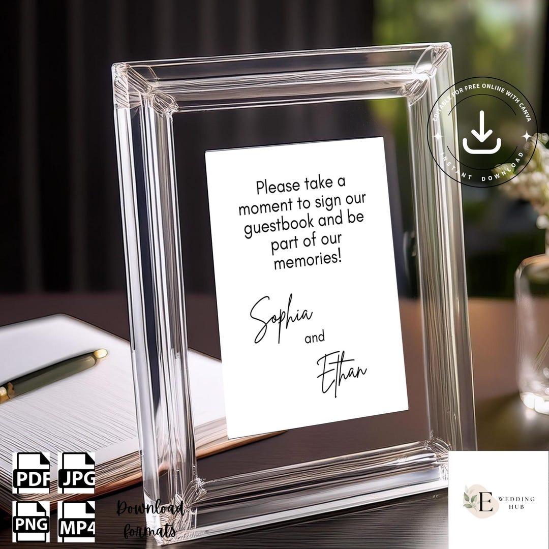 Wedding Guest Book Sign Template Modern & Minimalist Design editable ...