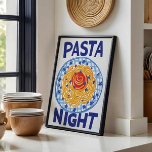 Pasta Night Print | Printable Wall Art | Dopamine Art | Pasta Print ...