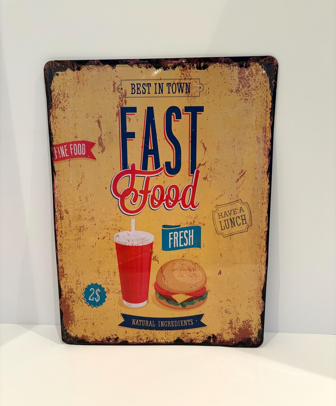 Retro Diner Style Fast Food Tin Sign – Vintage-inspired Kitchen Décor ...