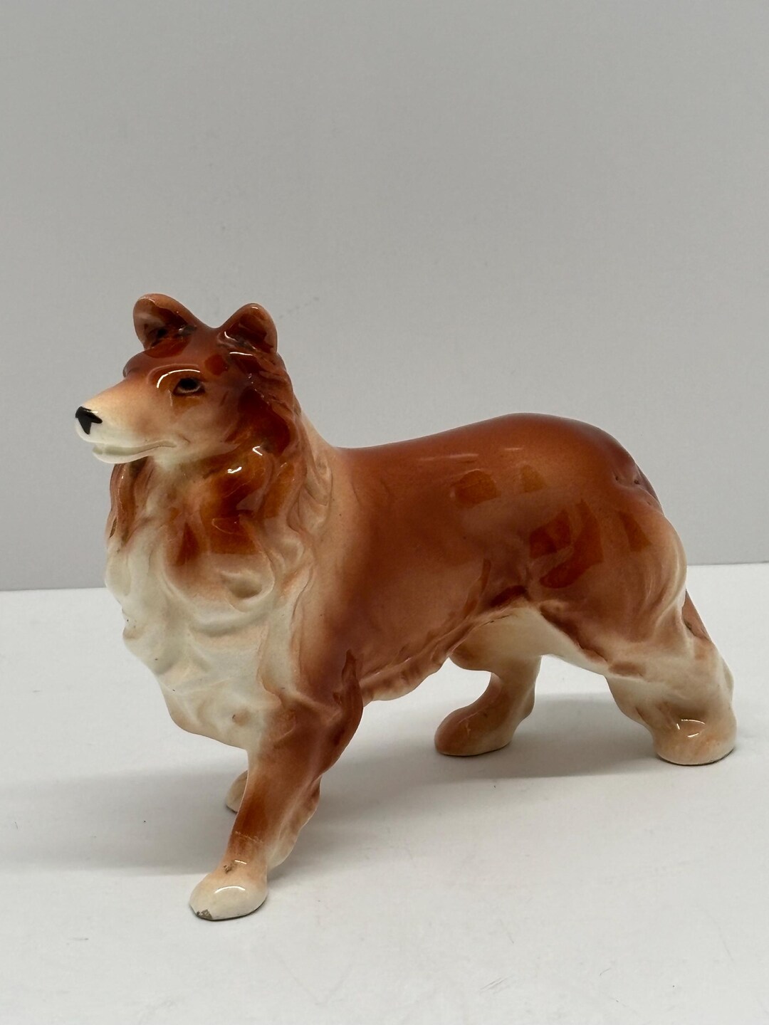 Vintage 1950s Porcelain Collie Dog Figurine – Made in Japan – Small ...