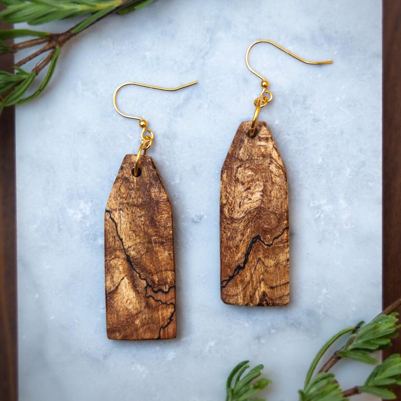 Spalted Maple Wood Earrings One-of-a-kind Natural and Sustainable - Etsy