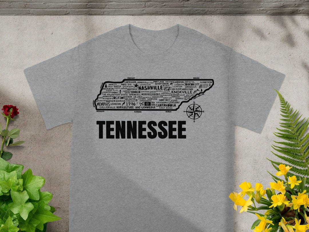 Tennessee State Cities Word Map Tennessee Cities T-shirts - Etsy