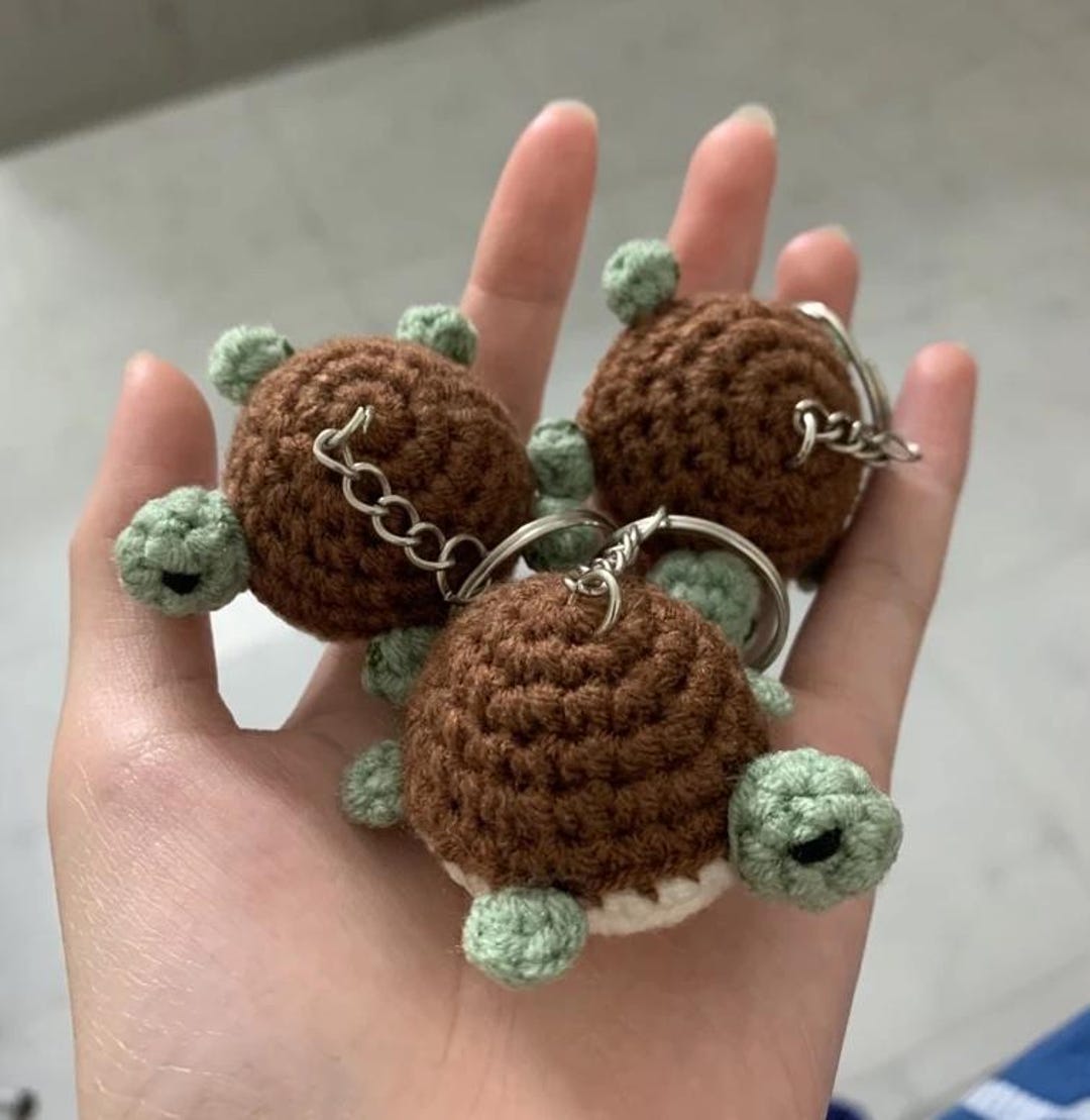 Handmade Mini Turtle Crochet Keychain, Cute Turtle Keychain, Handmade ...