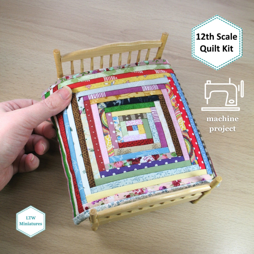 Miniature Quilt Kit for 12th Scale Dollhouse - Scrappy Log Cabin - Etsy