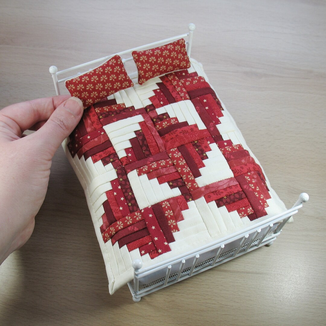 Miniature Double Patchwork Quilt and Pillows for 1:12 - Etsy