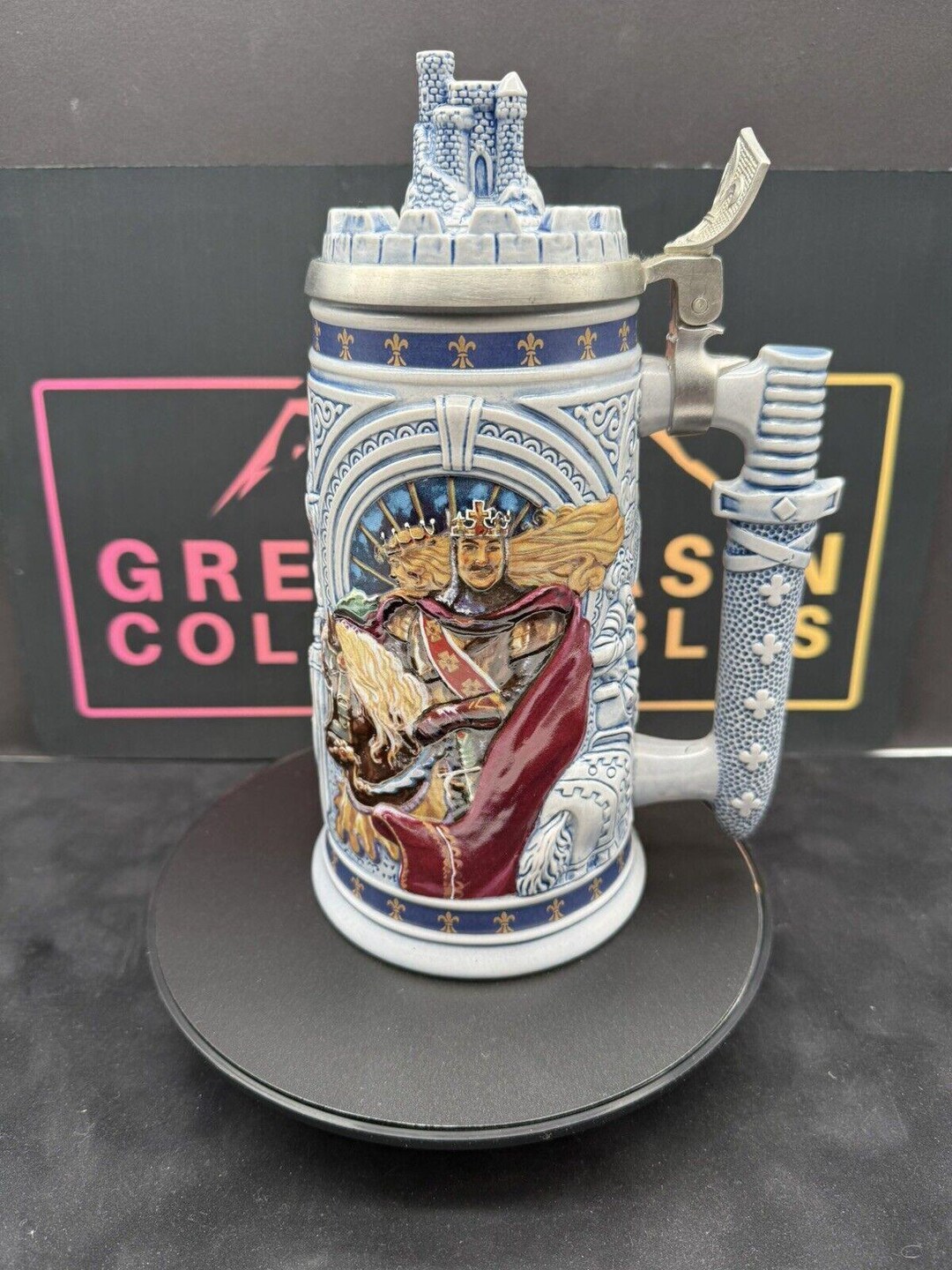 Avon Knights of the Realm Ceramic Beer Stein Tankard Metal Lid 1995 GBC ...