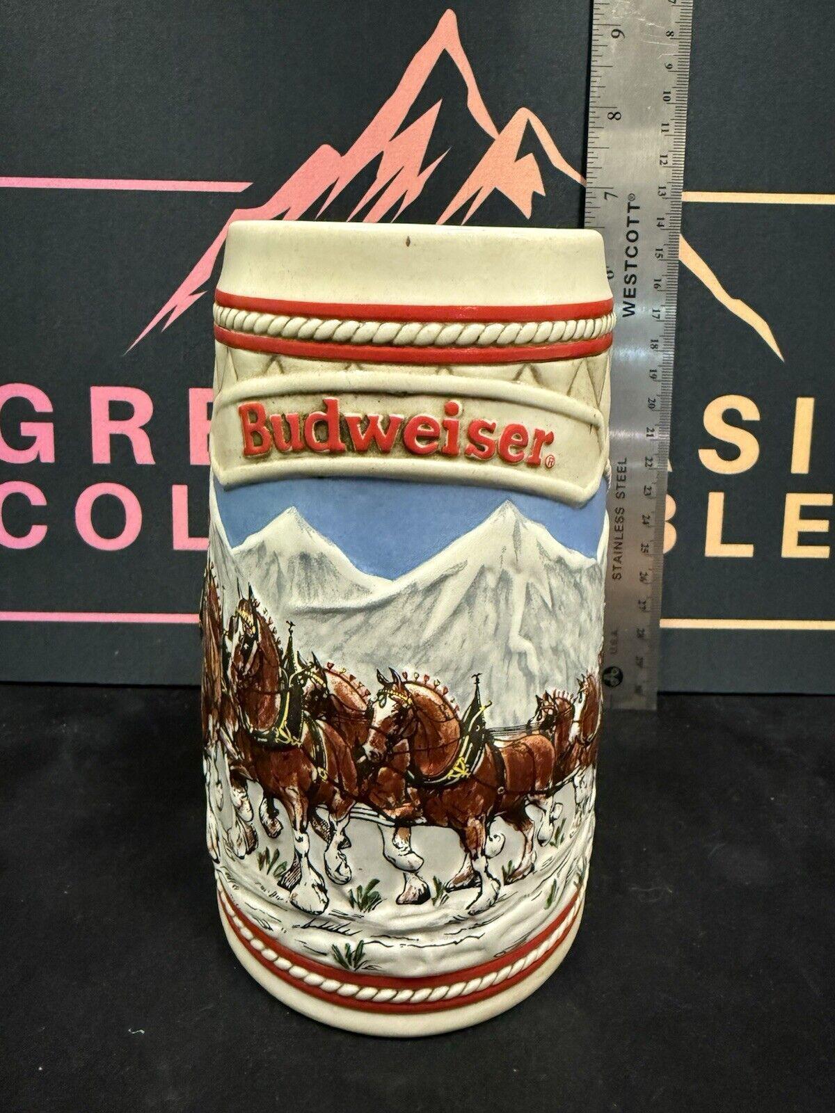 1985 Anheuser Busch Budweiser Clydesdales Snow Capped Mountains Beer ...