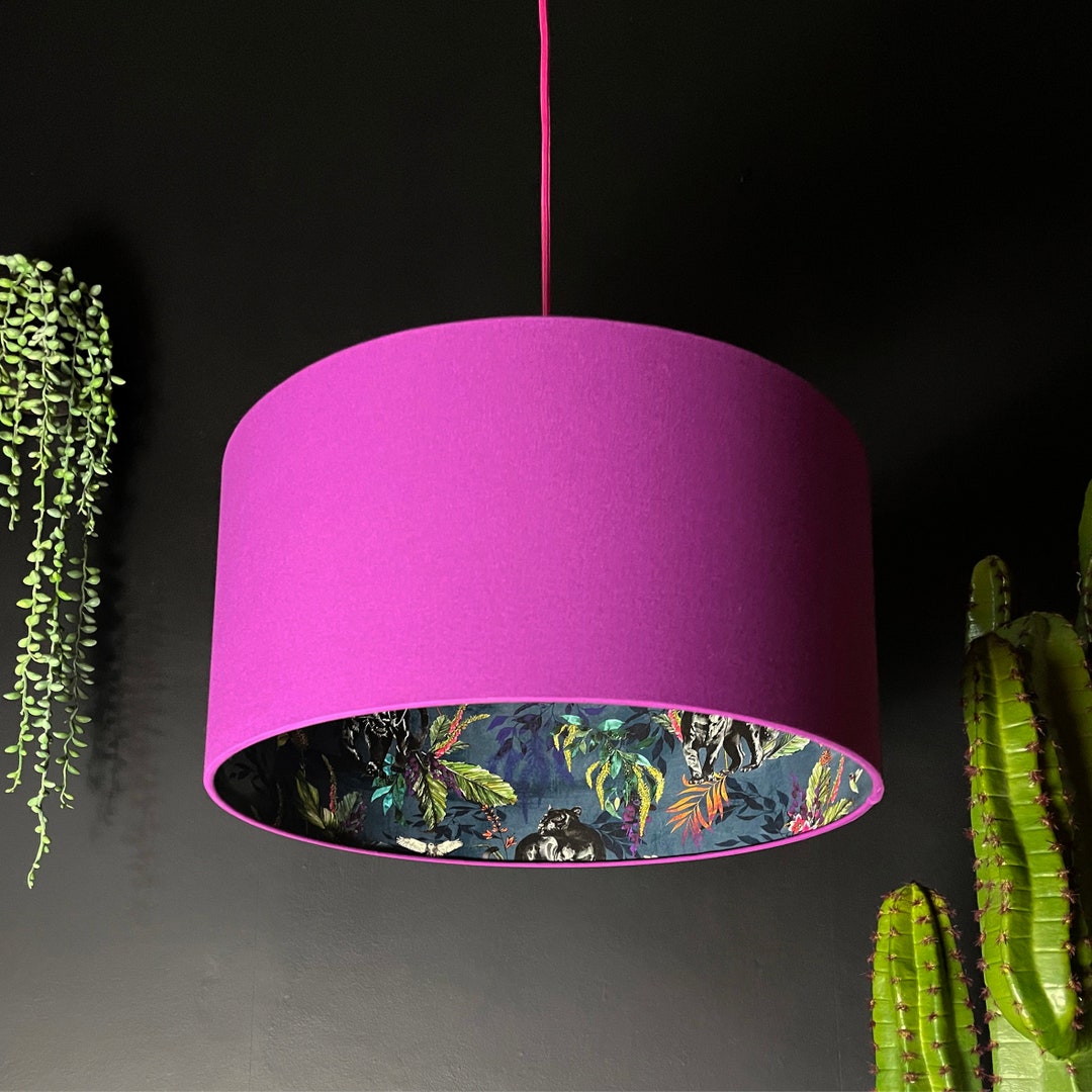 Smoke Blue Deadly Night Shade Panther Silhouette Lampshade in Magenta ...
