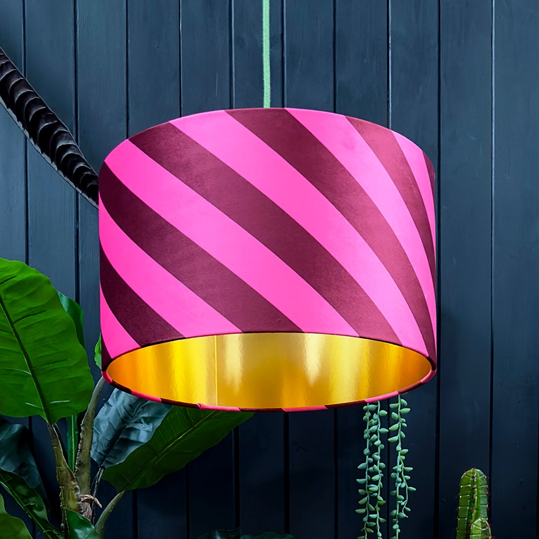 Raspberry Ripple Helter Skelter Velvet Lampshades With Gold Foil Lining ...
