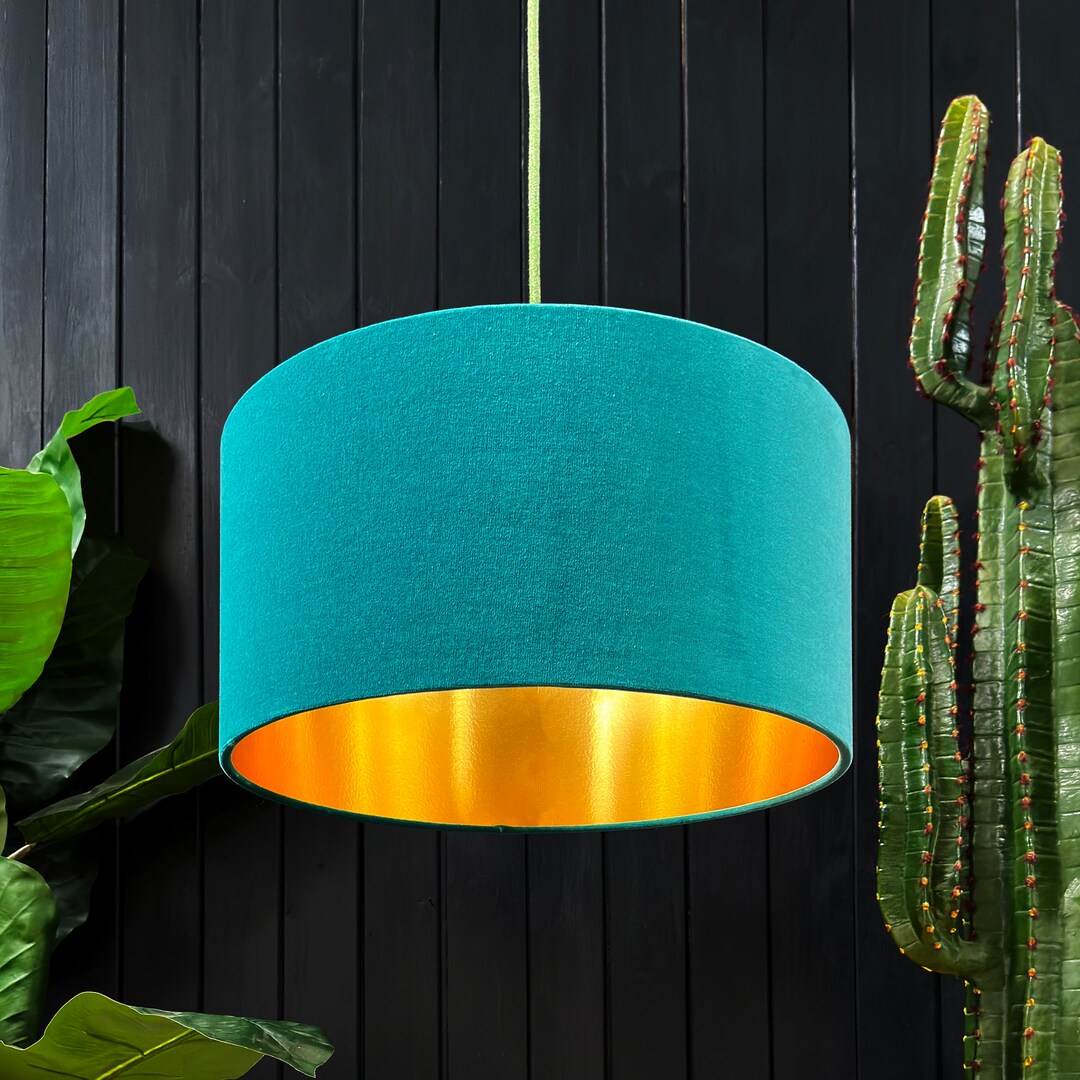 Jade Green Velvet Lampshade With Gold or Copper Foil Lining - Etsy